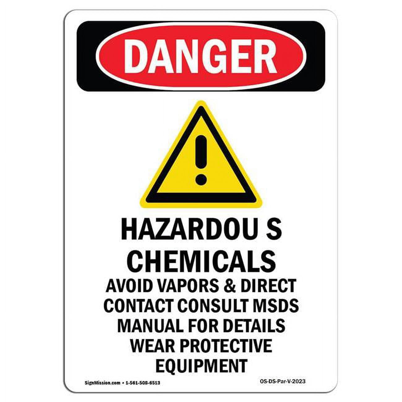 SignMission 7 x 10 in. OSHA Danger Sign - GHS Hazardous Chemicals ...