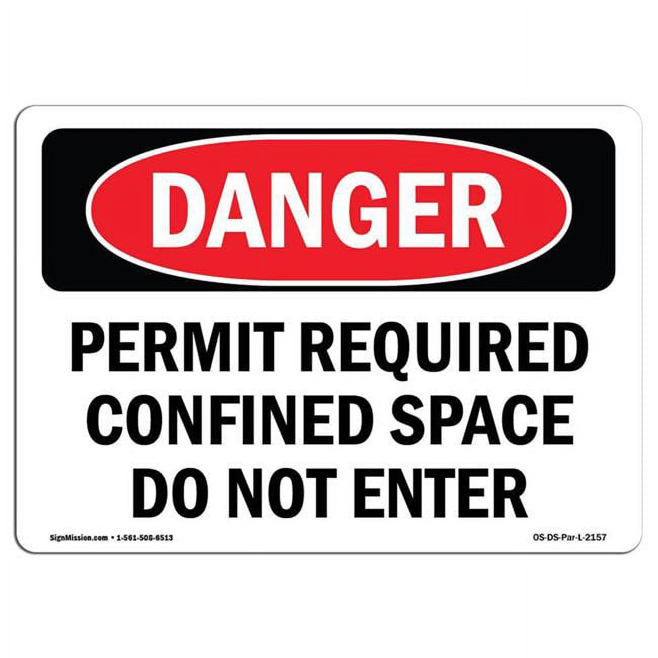 Confined Space Do Not Enter Without Permit Bilingual Sign, OSHA Danger ...