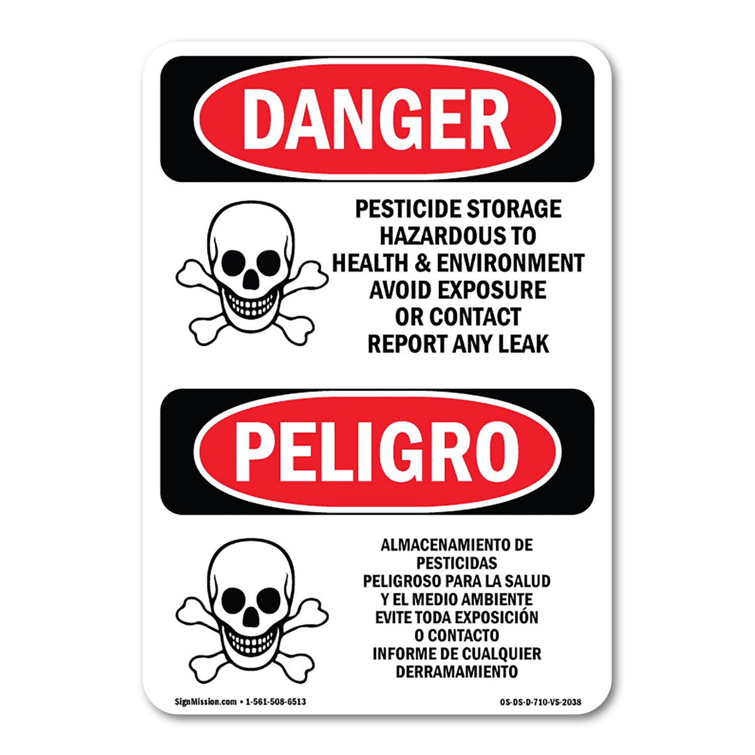 SignMission OS-DS-A-710-VS-2038 7 x 10 in. OSHA Danger Sign - Pesticide ...