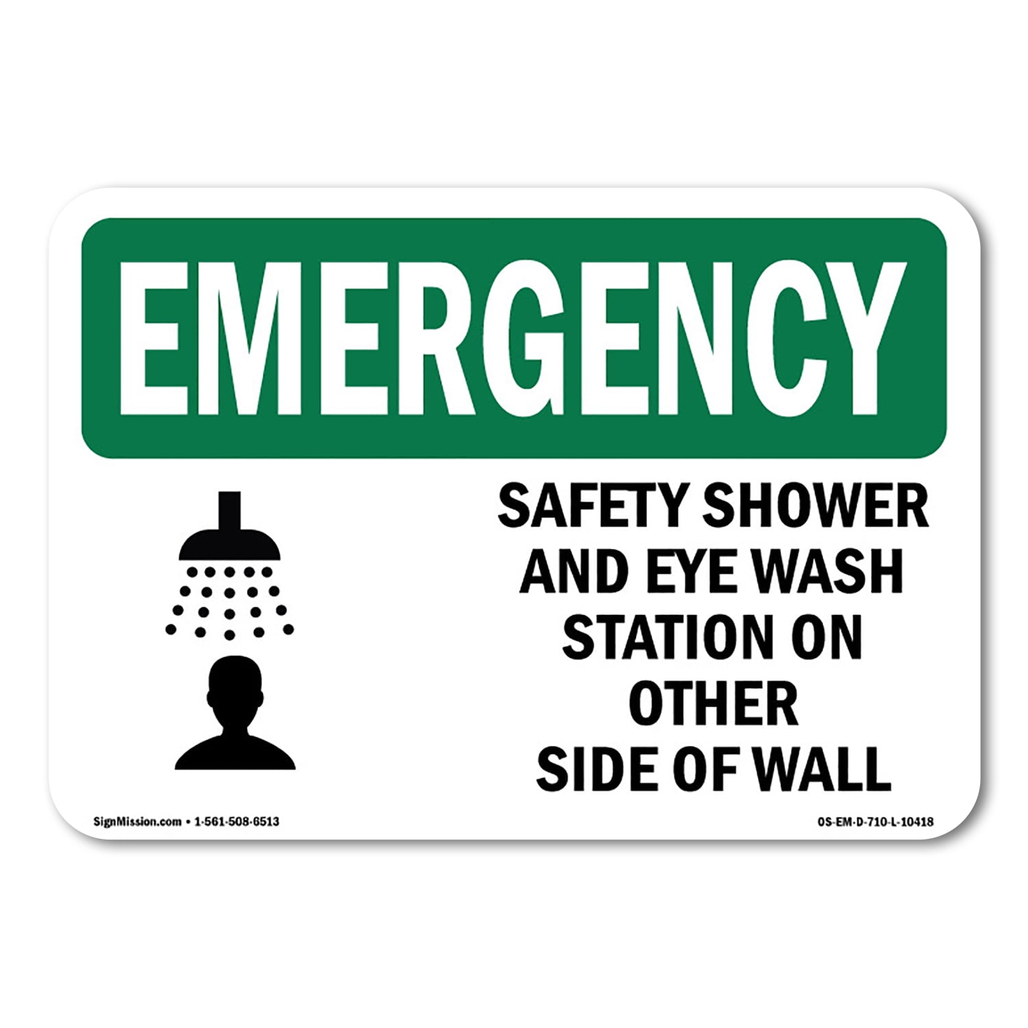OSHA EMERGENCY Sign - Safety Shower And Eye Wash Station With Symbol ...