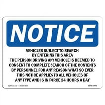 For Security Reasons Individuals Subject To Search Sign - Walmart.com