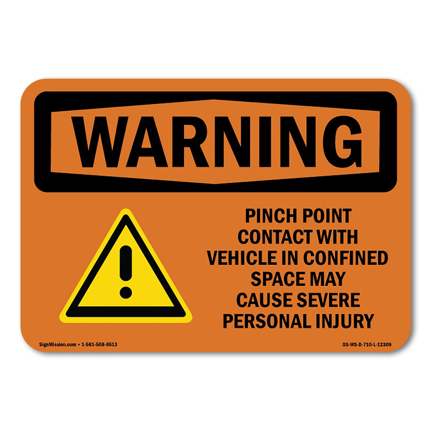 SignMission OS-WS-A-710-L-12309 7 x 10 in. OSHA Warning Sign - Pinch ...