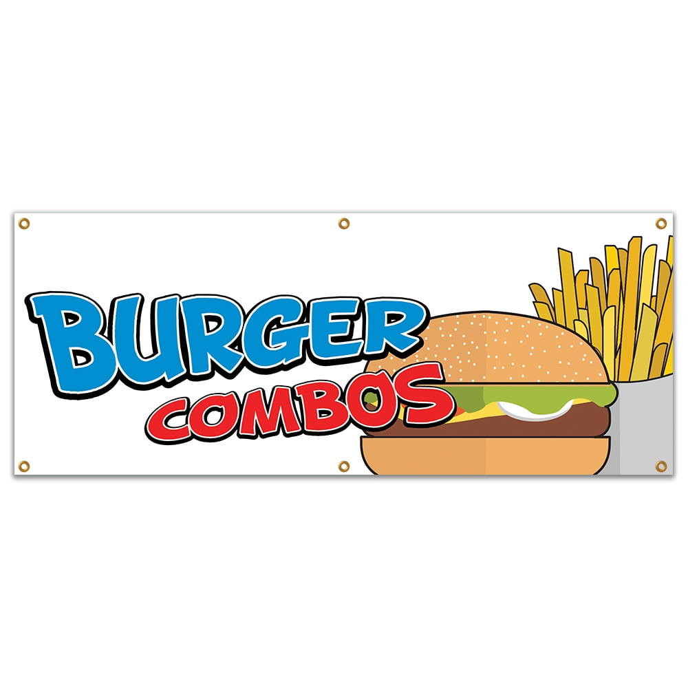 SignMission B-72 Burger Combos19 72 in. Concession Stand Food Truck ...