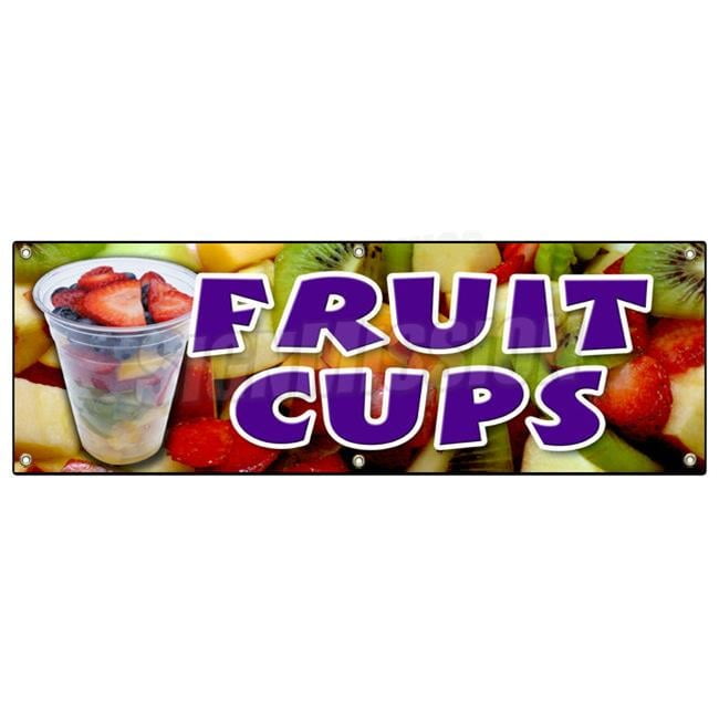SignMission 72 in. Fruit Cups Banner Sign - Peaches Pineapple Orange ...