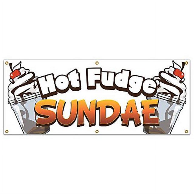 Signmission 72 In Hot Fudge Sundae Banner With Concession Stand Food