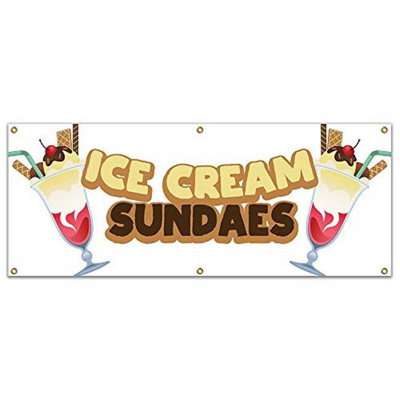 Signmission 72 In Ice Cream Sundaes Banner With Concession Stand Food