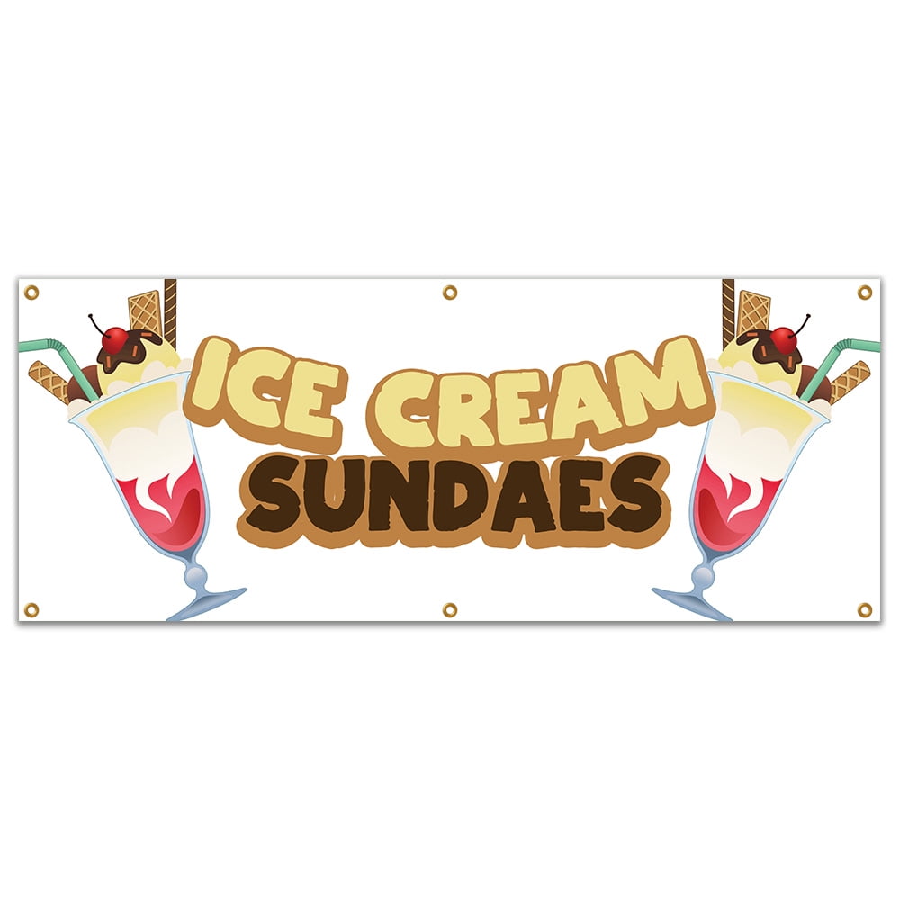 SignMission B-72 Ice Cream Sundaes19 72 in. Ice Cream Sundaes Banner ...