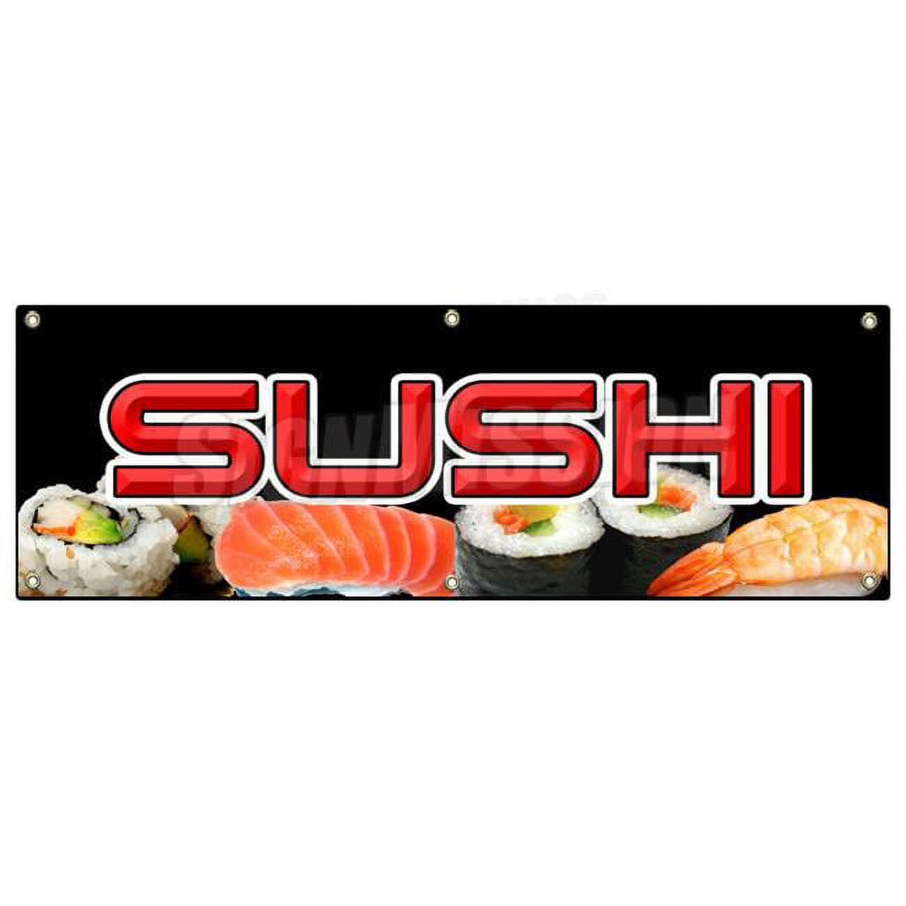 SignMission 72 in. Sushi Banner Sign - Sashimi Ramen Noodles Soba ...