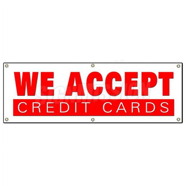 SignMission 72 in. We Accept Credit Cards Banner Sign - Visa Mastercard ...