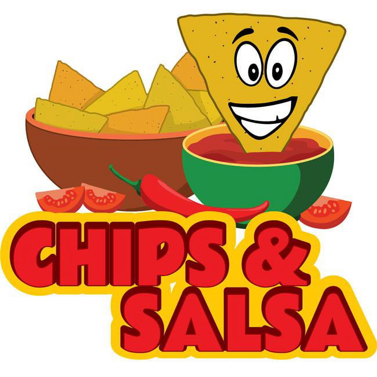 SignMission 8 in. Chips & Salsa Concession Decal Sign with Cart Trailer ...