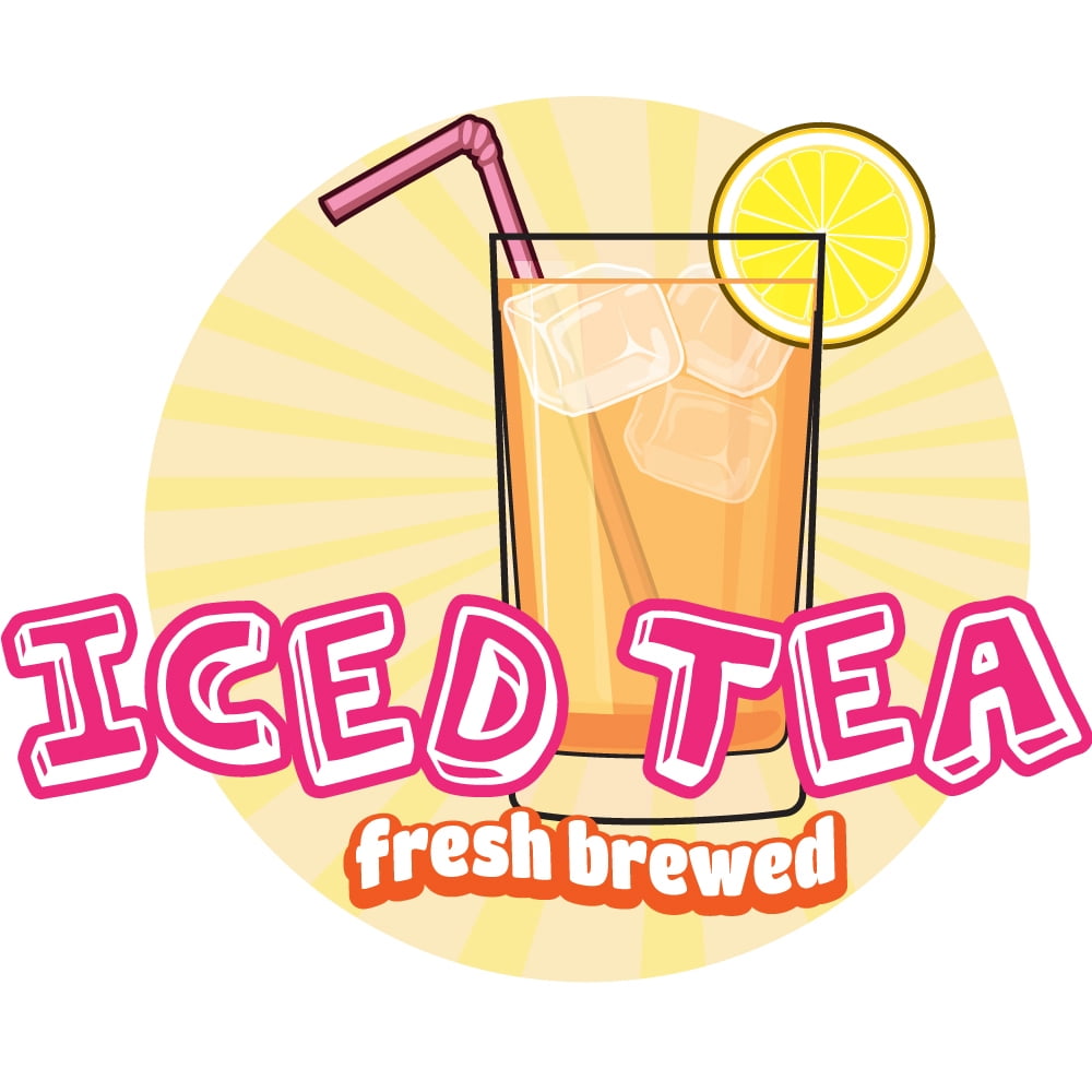 SignMission 8 in. Iced Tea Concession Decal Sign with Cart Trailer ...