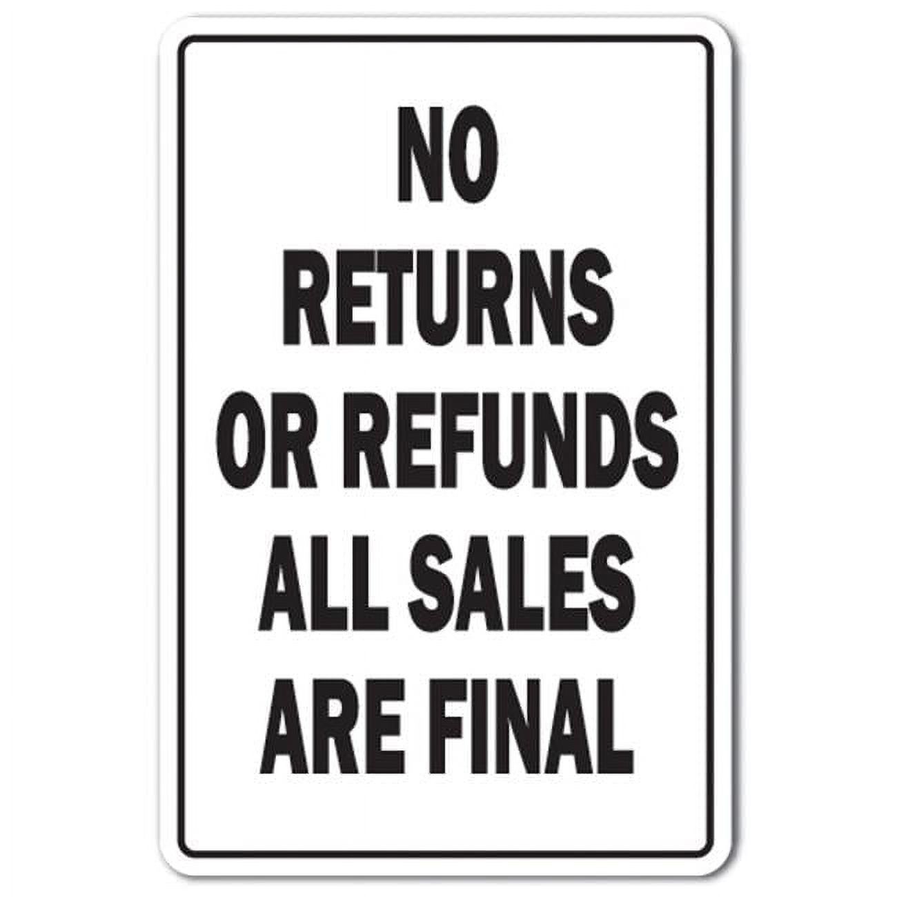 SignMission 8 x 12 in. No Returns or Refunds Parking Sign - Walmart.com