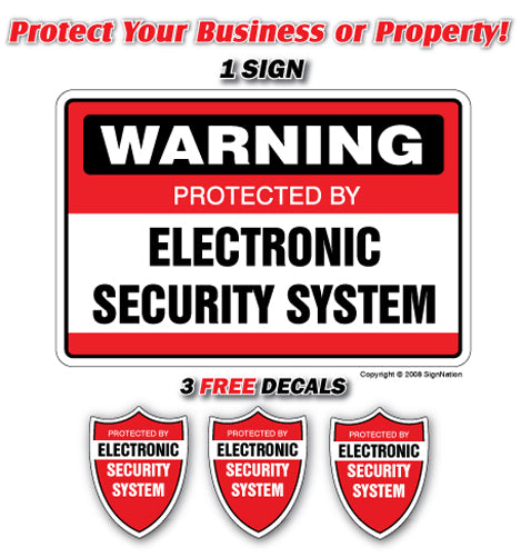 SECURITY SYSTEM SIGNS ~1 Sign & 3 Free Decals~ alarm | Indoor/Outdoor ...