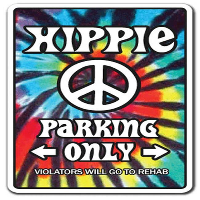 SignMission 9 in. Hippie Decal - 60s Peace Rainbow Tiedye Parking ...