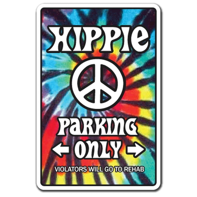SignMission 9 in. Hippie Decal - 60s Peace Rainbow Tiedye Parking ...