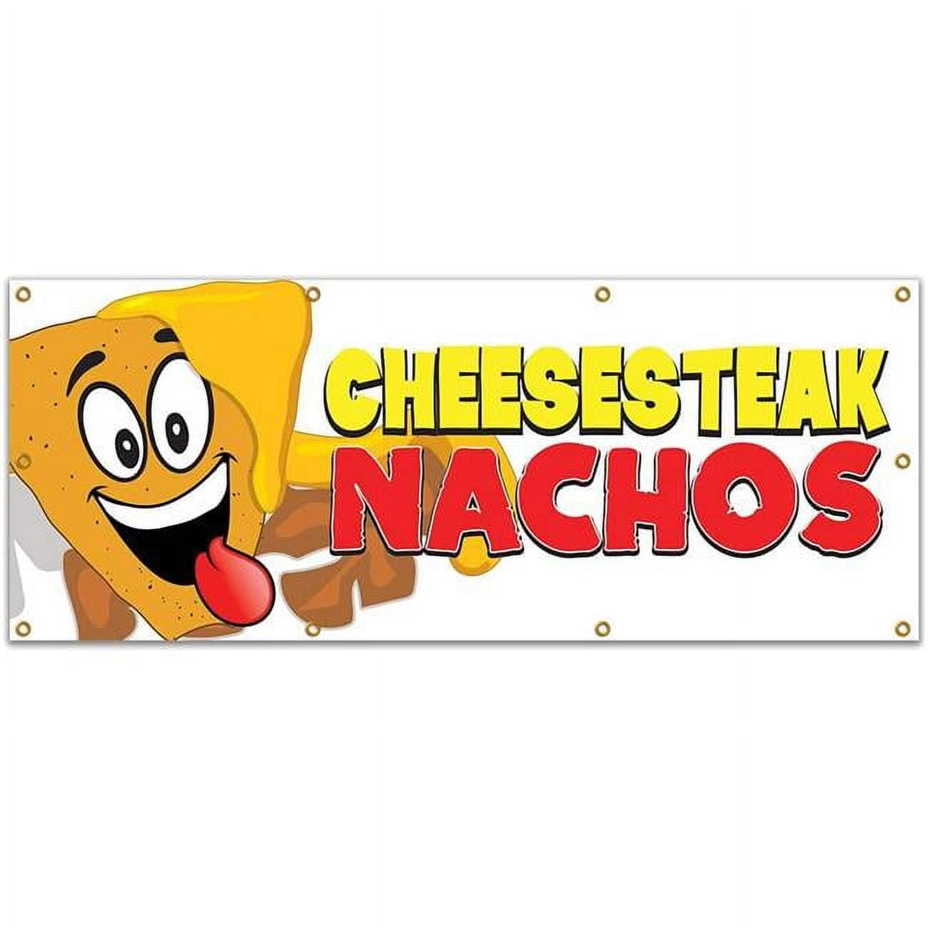 SignMission 96 in. Cheesesteak Nachos Banner with Concession Stand Food ...