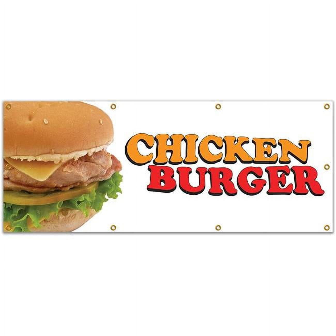 SignMission 96 in. Chicken Burger Banner with Concession Stand Food ...