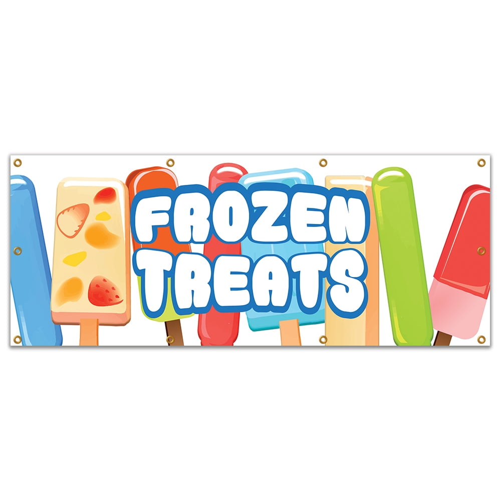 Frozen Treats 96" Banner Concession Stand Food Truck Single Sided ...