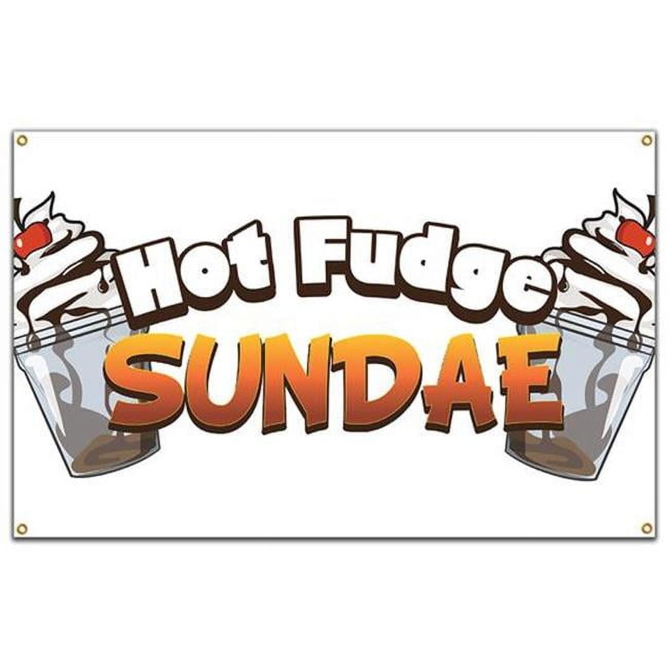 Signmission 96 In Hot Fudge Sundae Banner With Concession Stand Food
