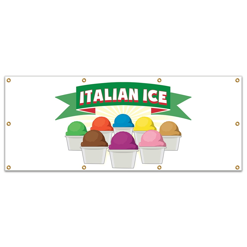 Italian Ice 96" Banner Concession Stand Food Truck Single Sided ...