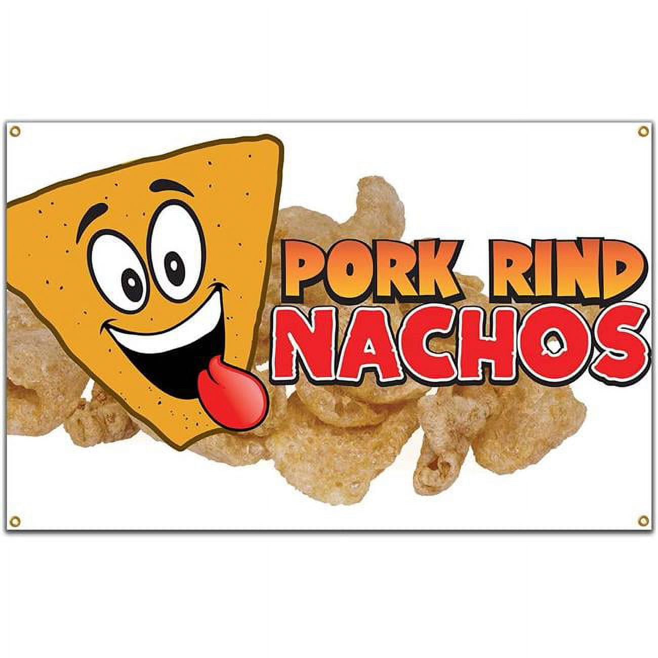 SignMission 96 in. Pork Rind Nachos Banner with Concession Stand Food ...