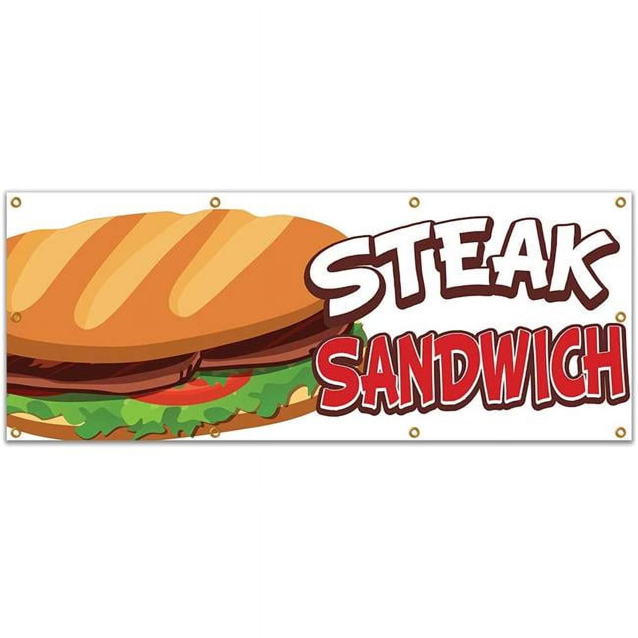 SignMission 96 in. Steak Sandwich Banner with Concession Stand Food ...