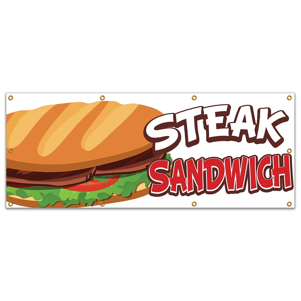 SignMission B-96 Steak Sandwich19 96 in. Steak Sandwich Banner with ...
