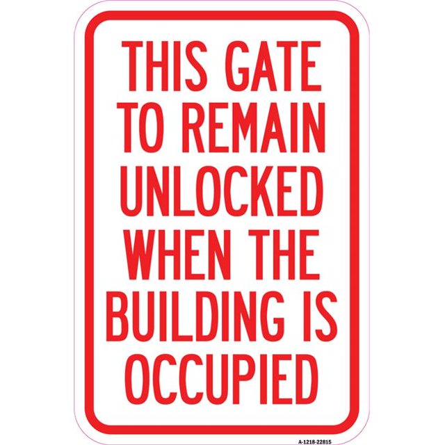 SignMission 12 x 18 in. Aluminum Sign - This Gate to Remain Unlocked ...