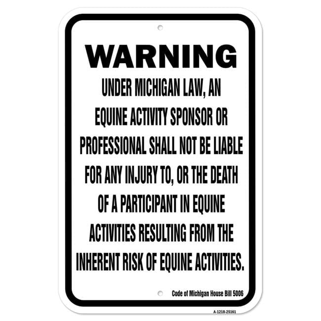 SignMission A-1218-25161 12 x 18 in. Aluminum Sign - Michigan Equine ...