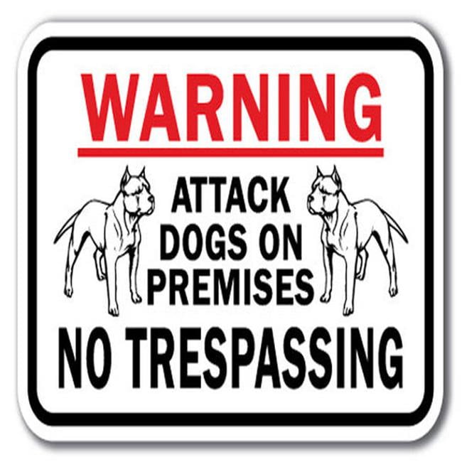 SignMission 12 x 18 in. Warning Attack Dogs On Premises No Trespassing ...