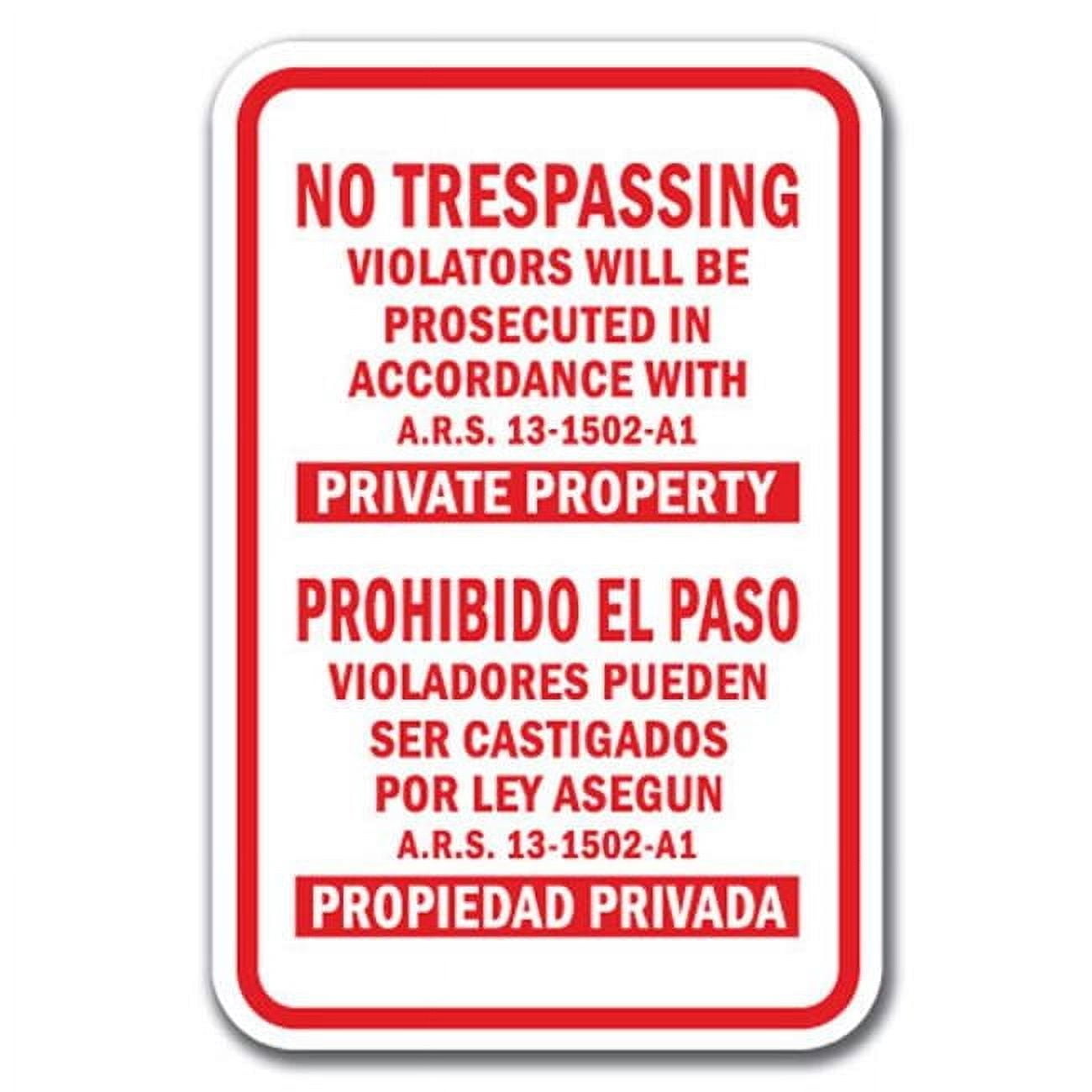 SignMission 12x18" Heavy Gauge Aluminum No Trespassing Sign, Outdoor ...