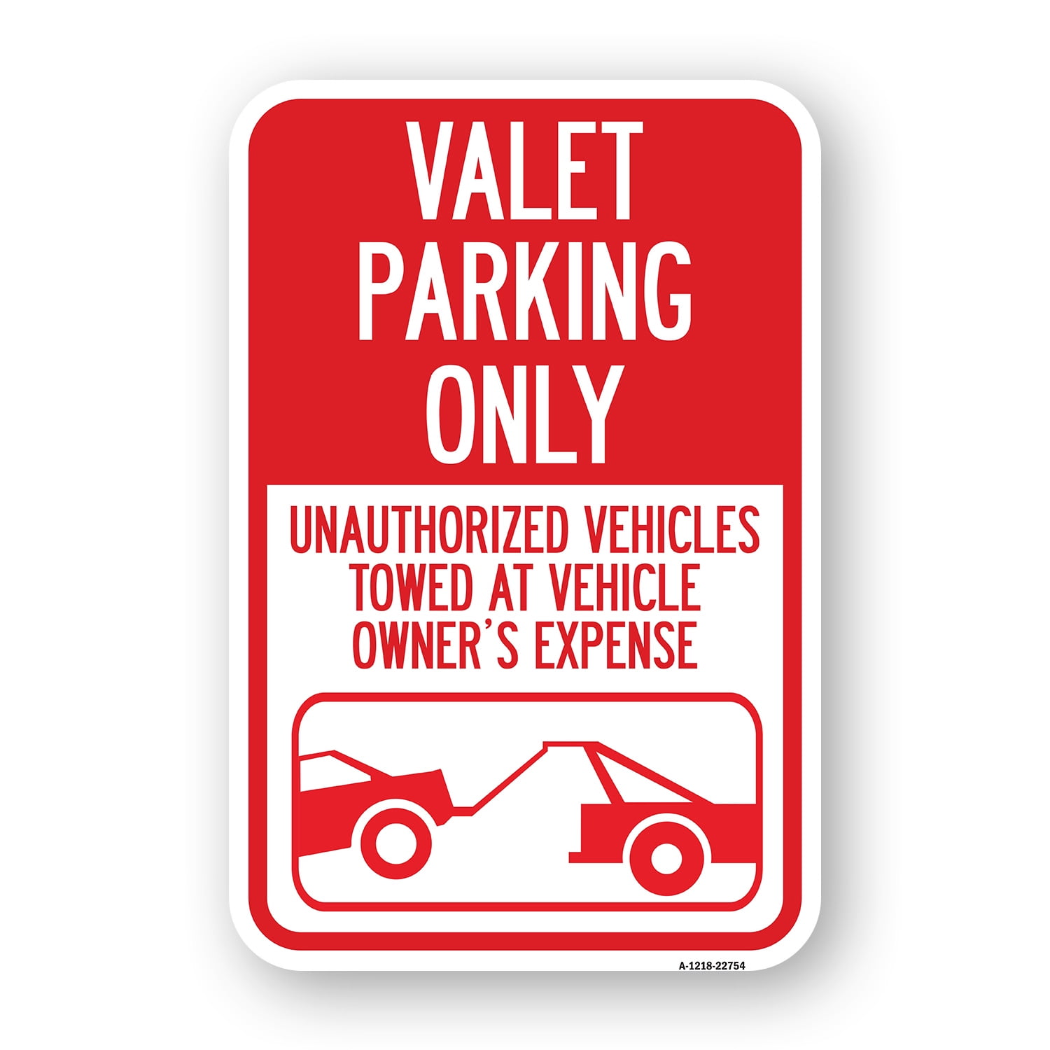 SignMission A-1824-22754 18 x 24 in. Aluminum Sign - Valet Parking Only ...