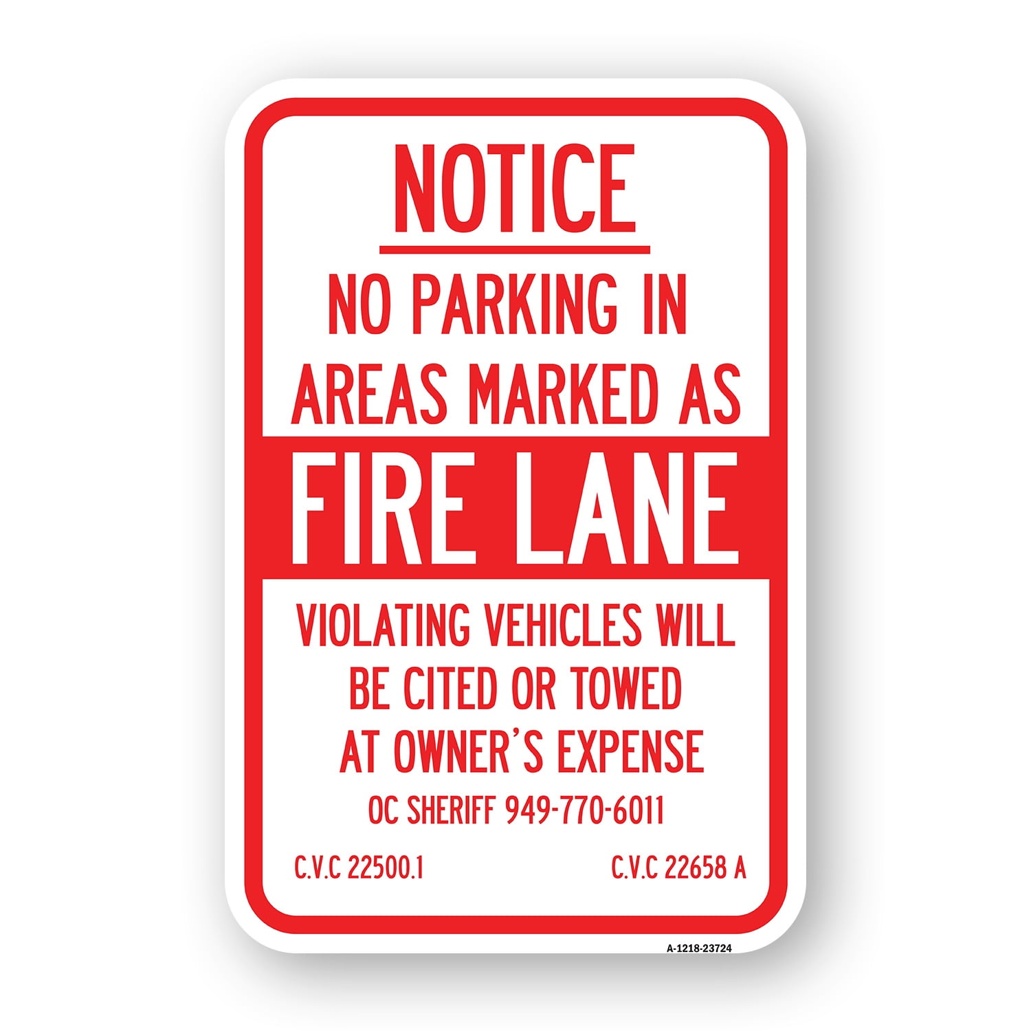 SignMission A-1824-23724 18 x 24 in. Aluminum Sign - No Parking in ...