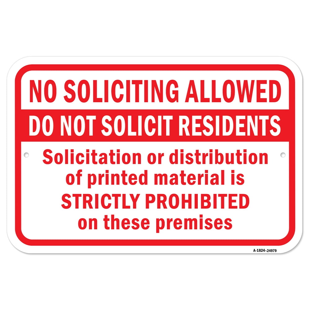 SignMission A-1824-24979 18 x 24 in. Aluminum Sign - No Soliciting ...