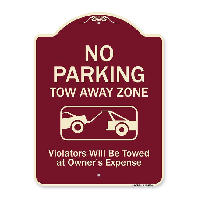SignMission 18 x 24 in. Designer Series Sign - No Parking Tow Away Zone ...