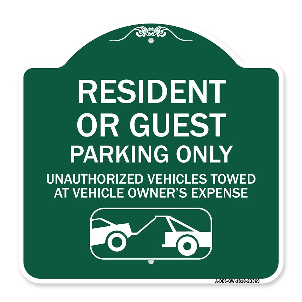 SignMission Designer Sign - Parking Restriction Sign Resident or Guest ...