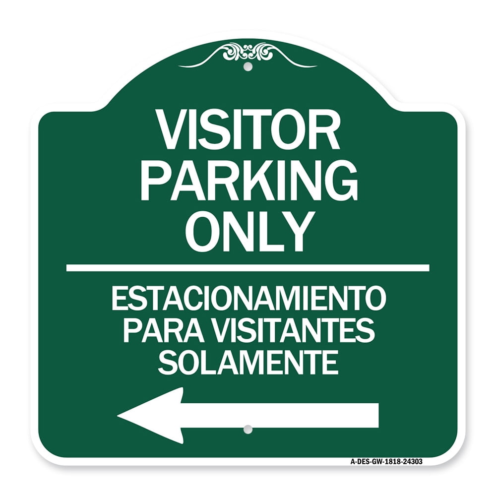 SignMission Designer Sign - Bilingual Reserved Parking Sign Visitor ...