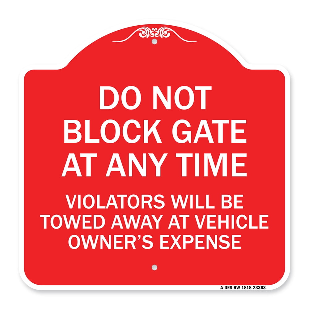 SignMission Designer Series Sign - Parking Sign Do Not Block Gate at ...
