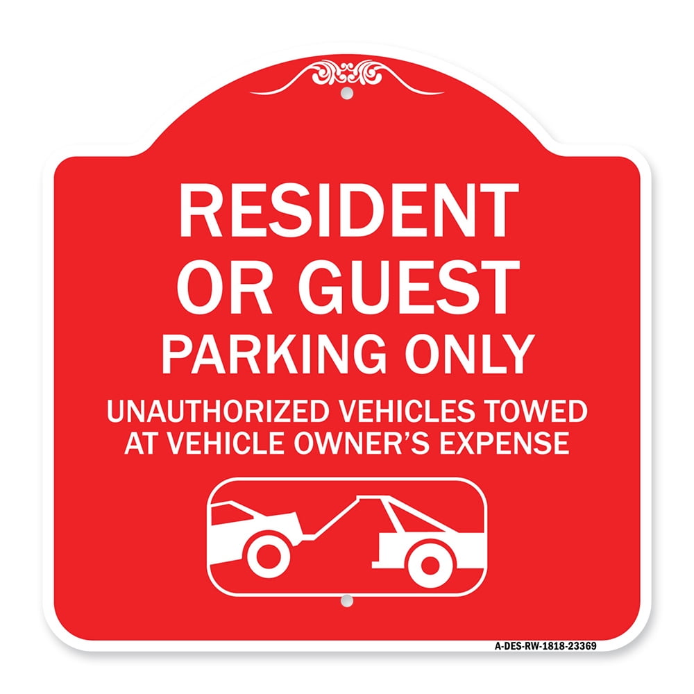 SignMission Designer Sign - Parking Restriction Sign Resident or Guest ...