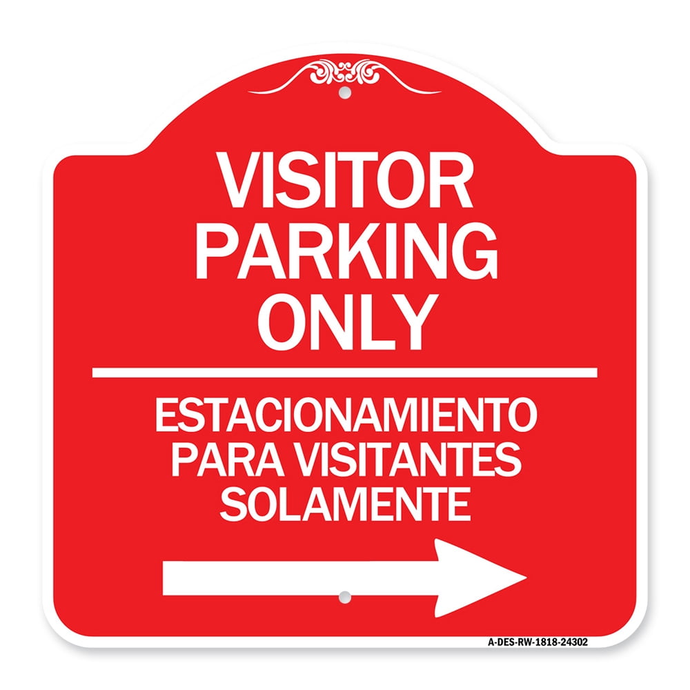 SignMission Designer Sign - Bilingual Reserved Parking Sign Visitor ...