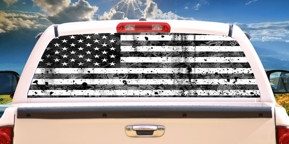 SignMission America Camo Flag Grunge Rear Window Graphic truck view ...