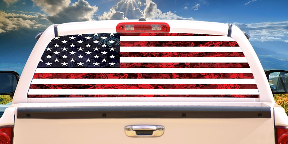 SignMission America Camo Flag Rear Window Graphic truck view thru vinyl ...
