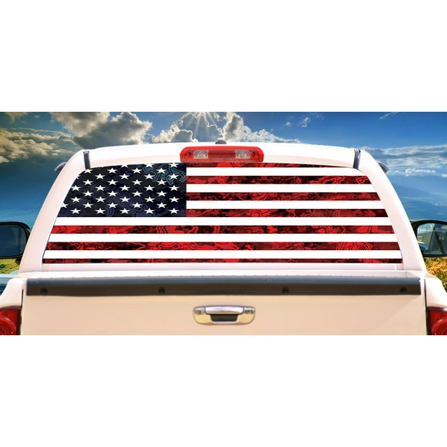 SignMission America Camo Flag Rear Window Graphic truck view thru vinyl ...