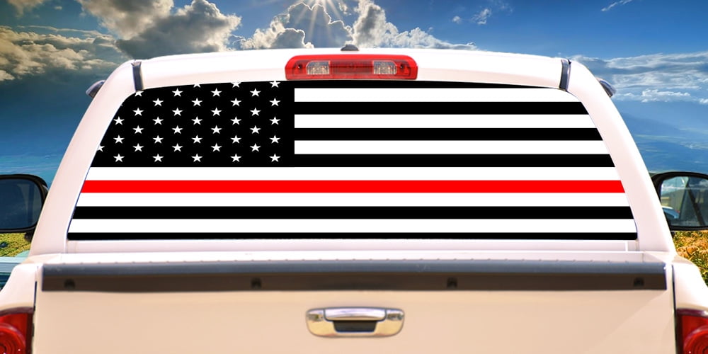 SignMission America Thin Red Line Rear Window Graphic truck view thru ...