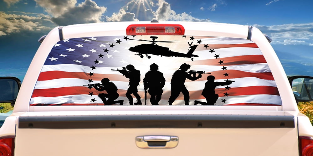 SignMission American Honor Armed Forces Rear Window Graphic truck view ...
