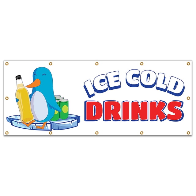 SignMission B-120 Ice Cold Drinks 2 48 x 120 in. Ice Cold Drinks 2 ...
