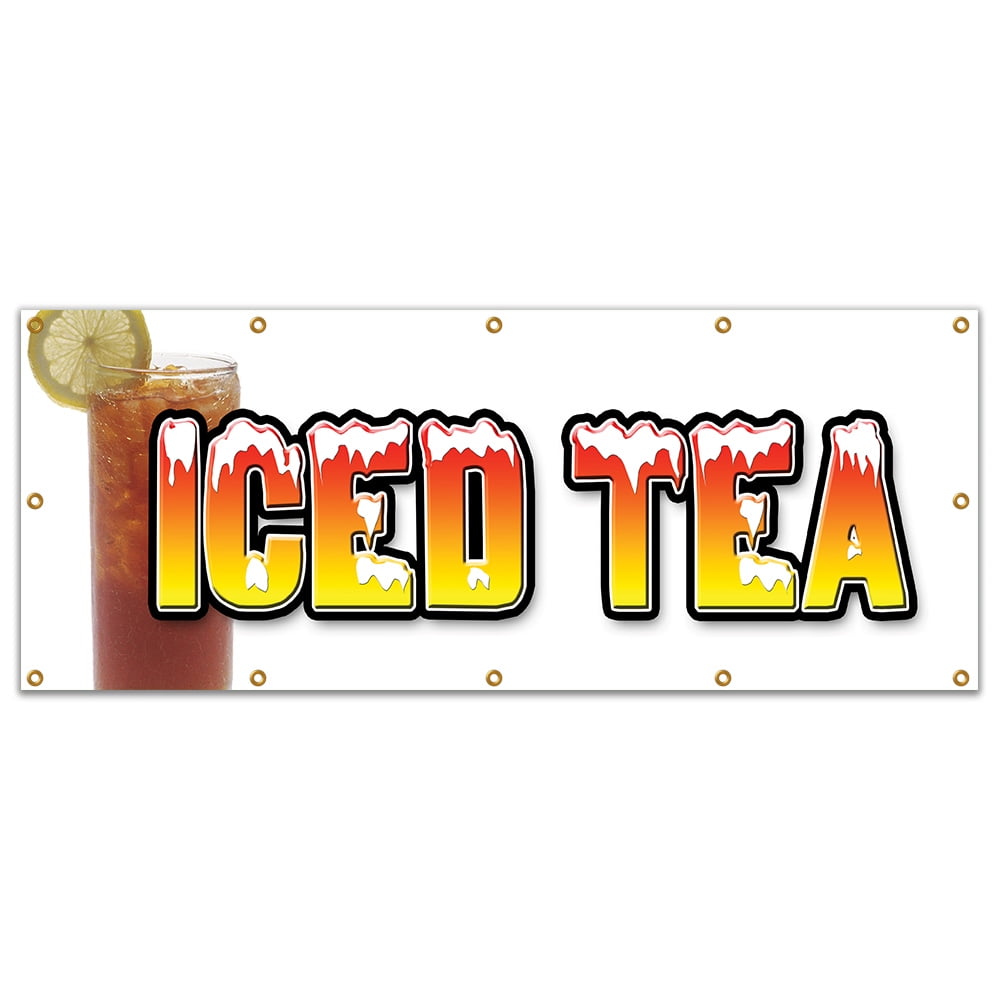 SignMission B-120 Iced Tea 48 x 120 in. 13 oz Heavy Duty Grommets ...