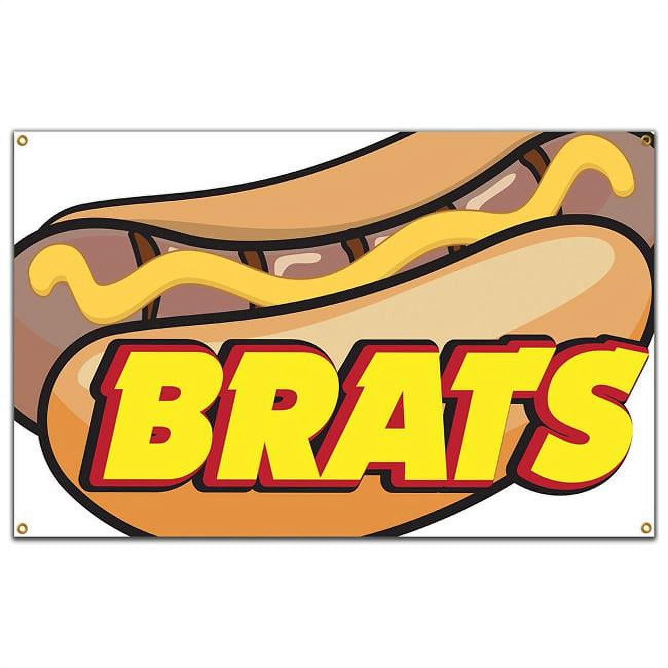 SignMission B-60 Brats19 60 in. Brats Banner with Concession Stand Food ...