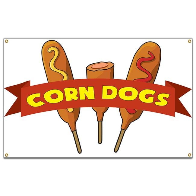 SignMission B-60 Corn Dogs 36 x 60 in. Banner Sign - Corn Dogs ...
