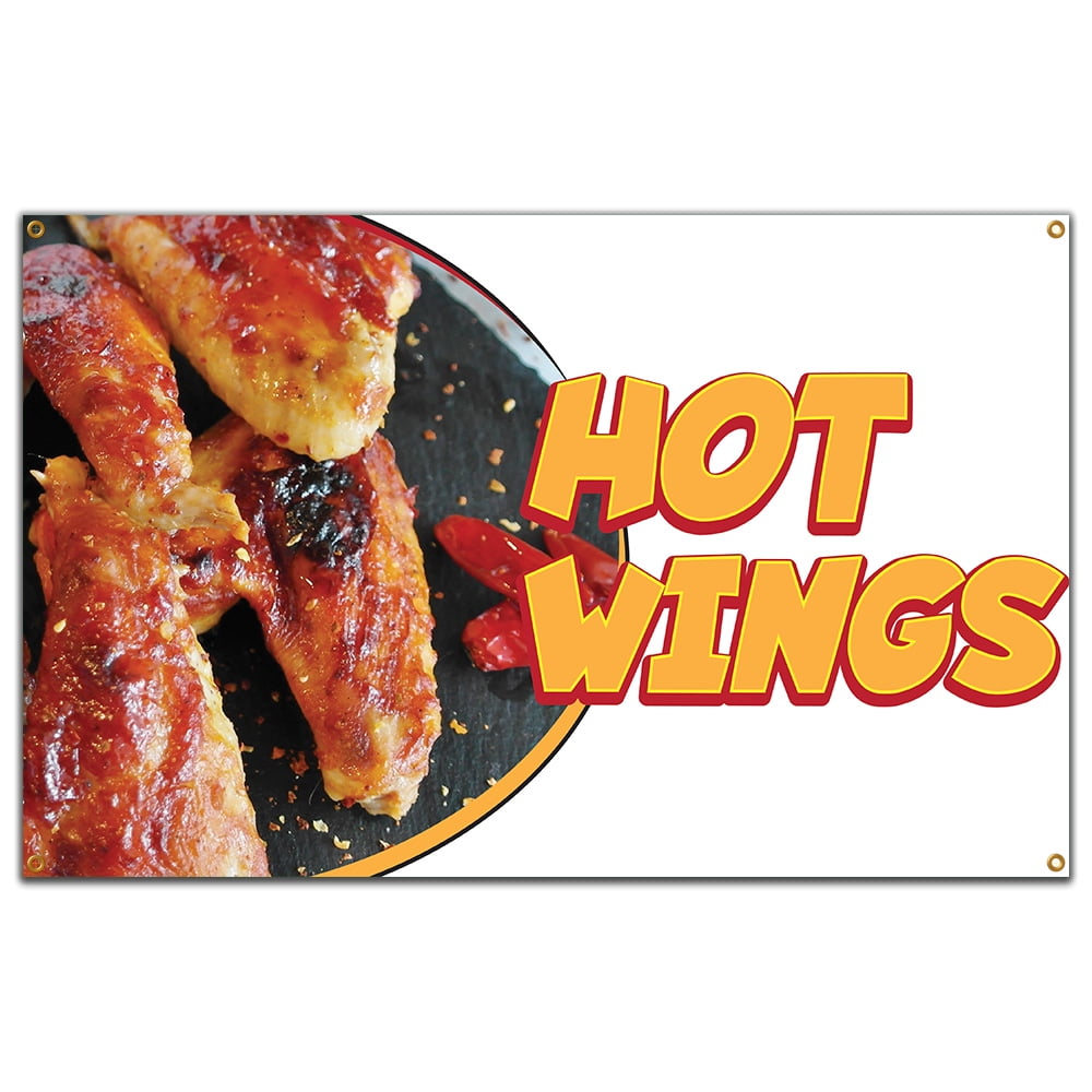 SignMission B-60 Hot Wings19 60 in. Hot Wings Banner with Concession ...